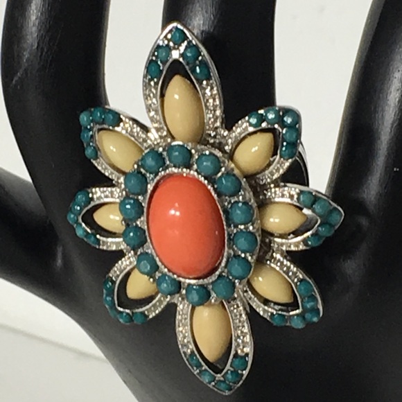 Jewelry | Vintage Gorgeous Multicolored Stretchable Ring | Poshmark